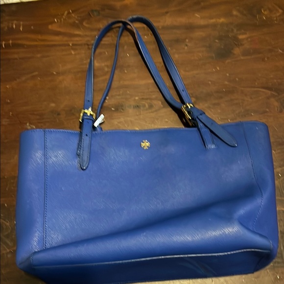 Tory Burch | Bags | Tory Burch Blue Tote Bag With Leather Material And ...